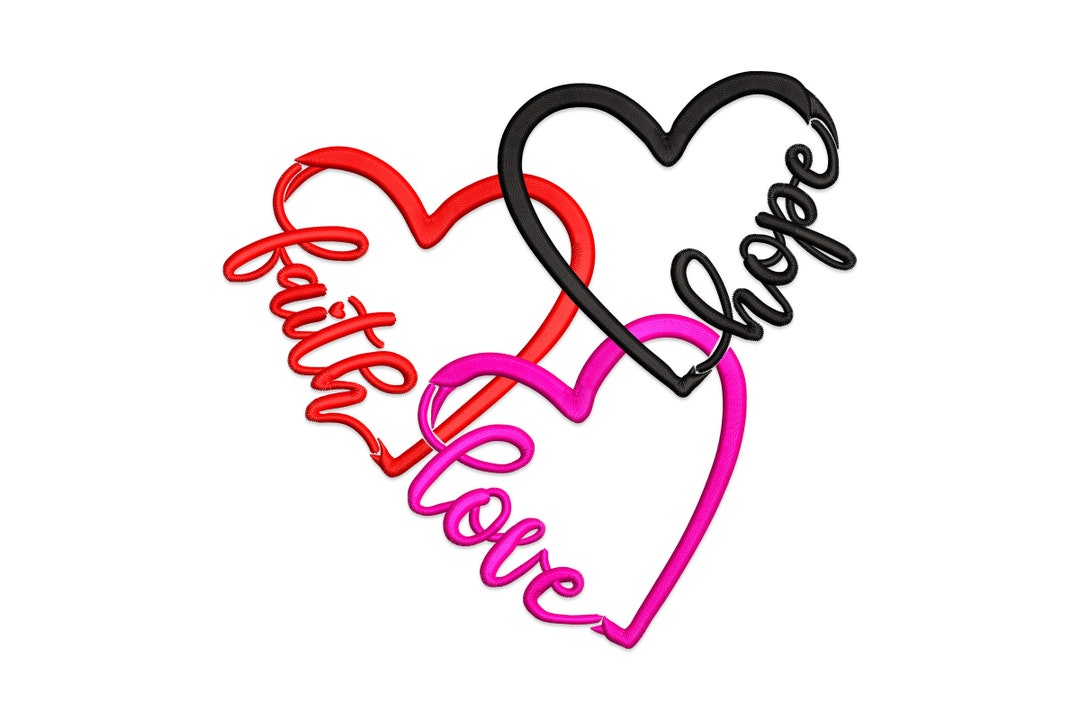 Love Embroidery Design, Faith Hope and Love Machine Embroidery Design ...