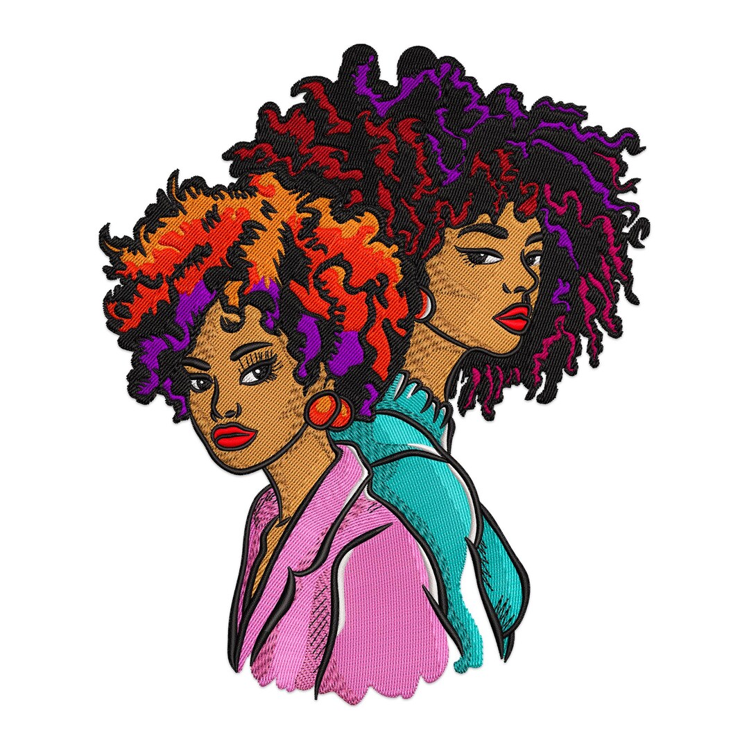 Afro Girl Embroidery Design, Afro Black Woman Machine Embroidery Design ...