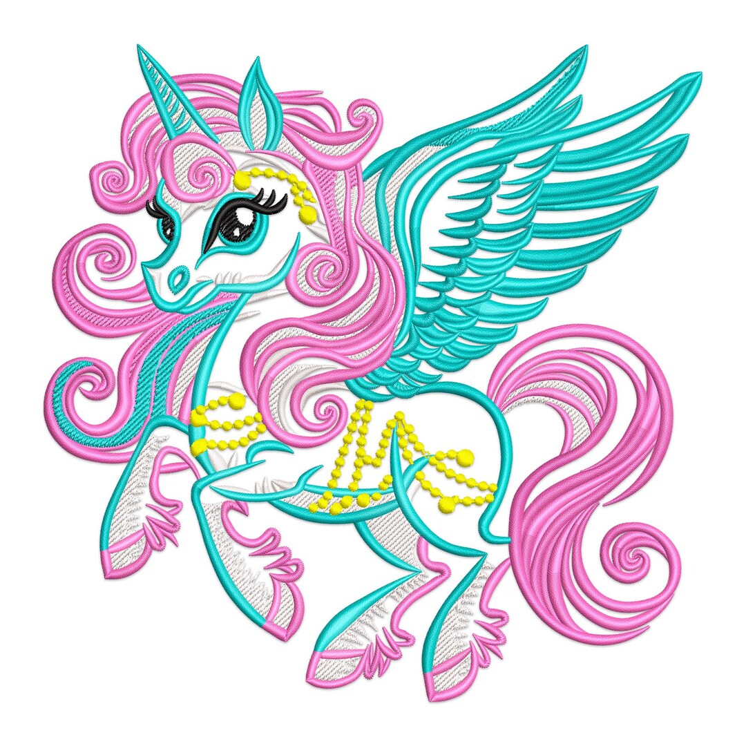 Unicorn Embroidery Design, Cute Baby Unicorn Machine Embroidery Design ...