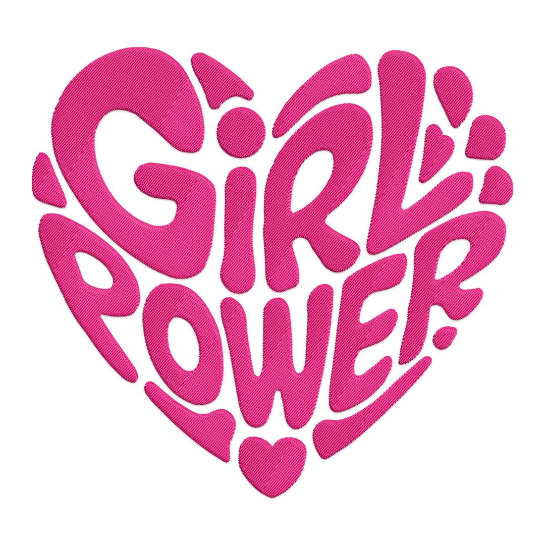 Girl Power Embroidery Design, Girl Power With Heart Shape Machine ...