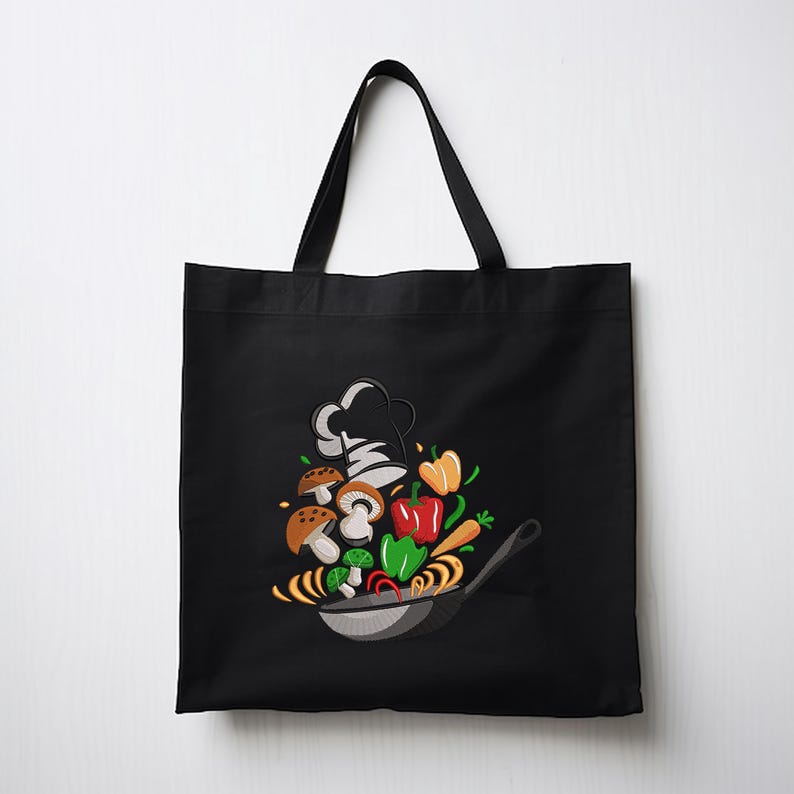 Frying Pan Embroidery Design: Mushroom & Vegetables (machine Embroidery ...