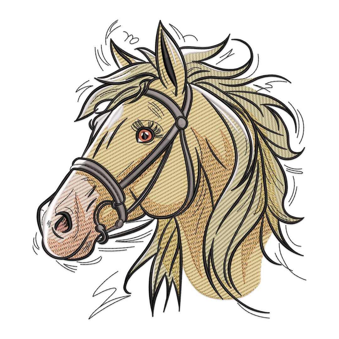 Horse Head Embroidery Design: Boho Pony With Feather (digital File) - Etsy