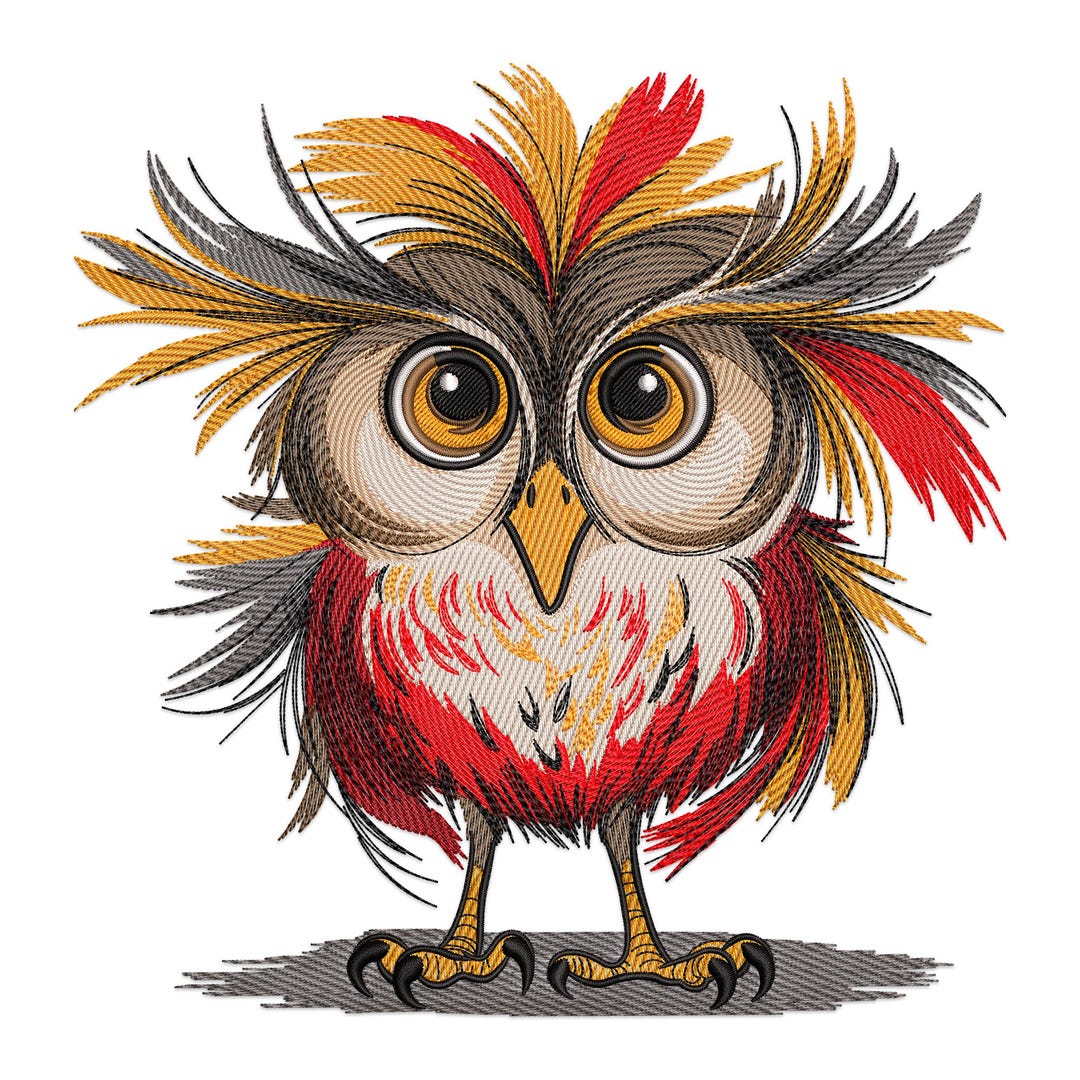 Owl Embroidery Design, Colorful Owl Machine Embroidery Design, Rainbow ...