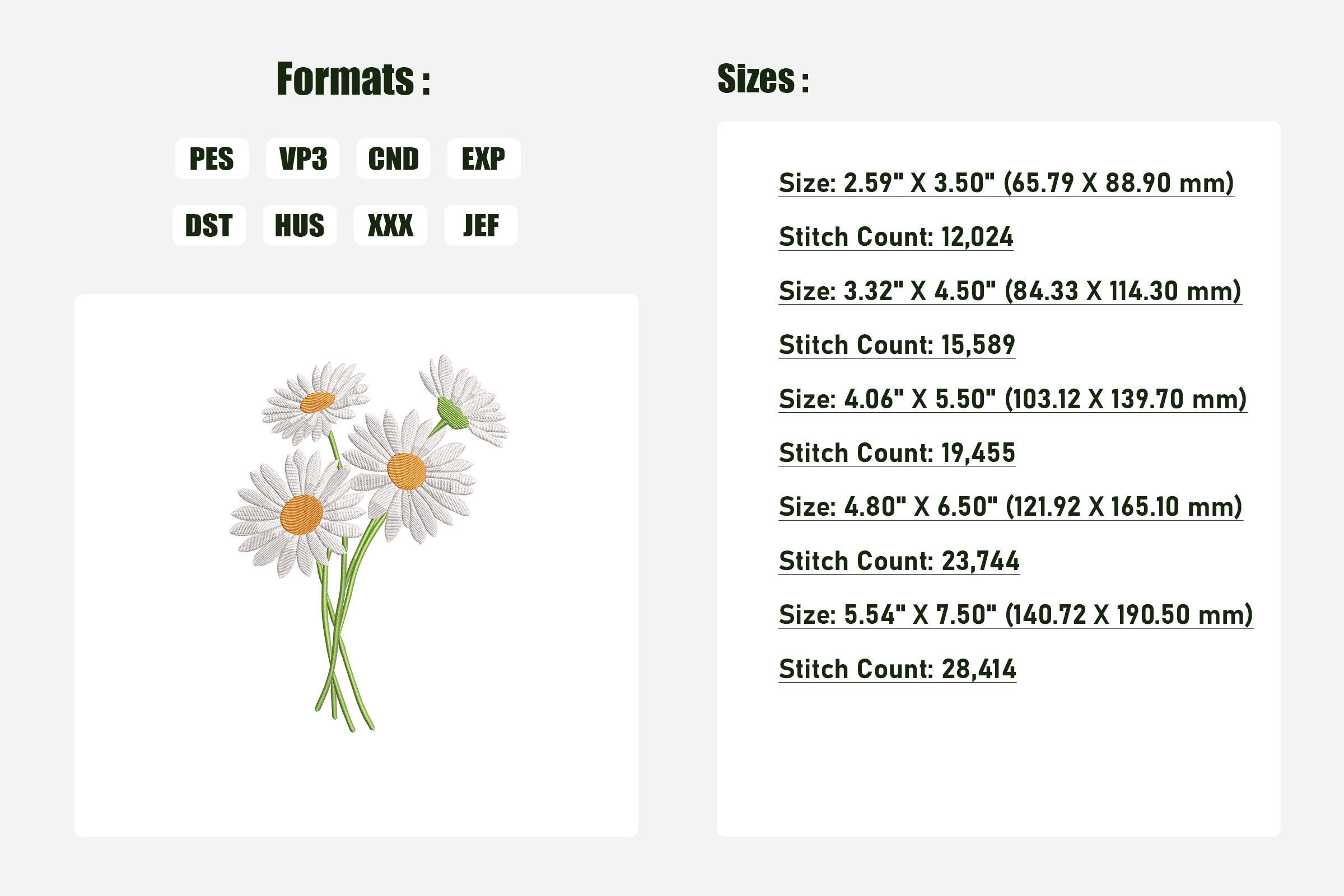 Wildflower Meadow Embroidery Design: Daisy Bouquet PES File (digital ...