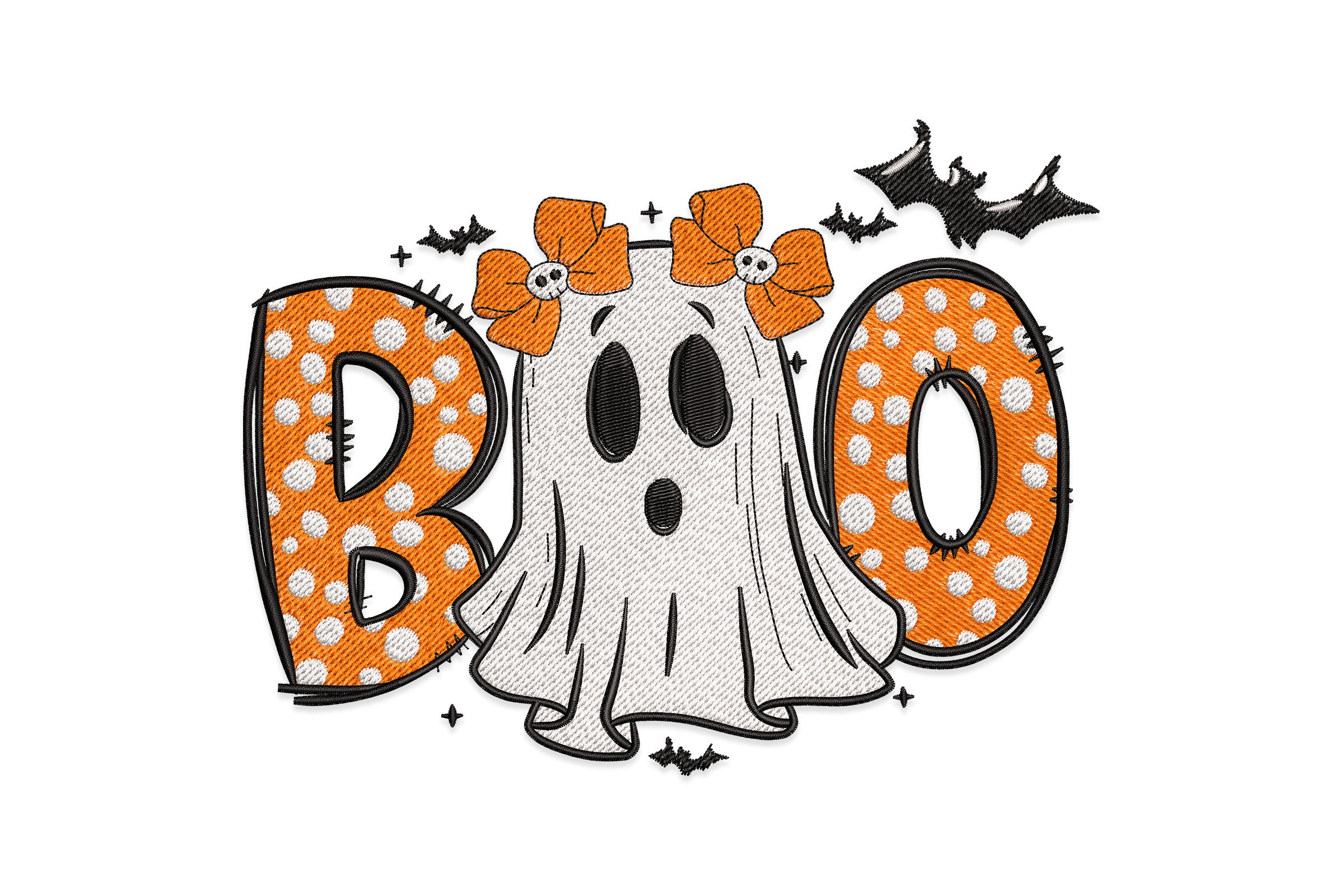 Halloween Girl Ghost Embroidery Design: Bats Boo (machine Embroidery ...