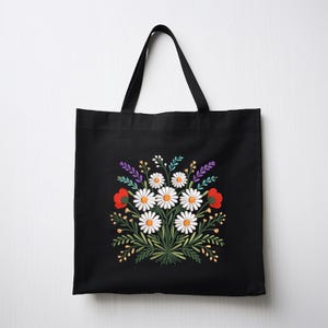 Wildflower Meadow Embroidery Design: Daisy, Poppy, Lavender (PES File ...