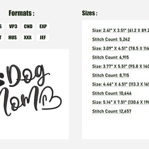 Dog Mom Embroidery Design, Dog Mom With Dog Paw Machine Embroidery ...