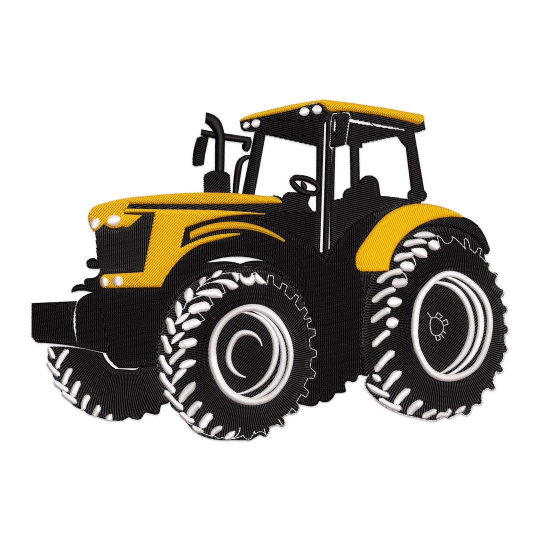 Tractor Embroidery Design, Yellow Farm Tractor Machine Embroidery ...