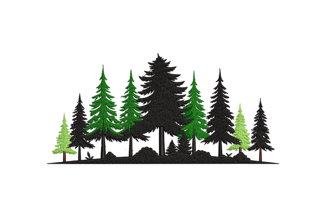 Forest Pine Trees Machine Embroidery Design: Nature Scene Pattern - Etsy