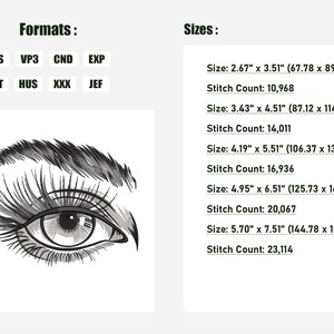 Woman's Eyes Embroidery Design, Beautiful Women Eyes Machine Embroidery ...