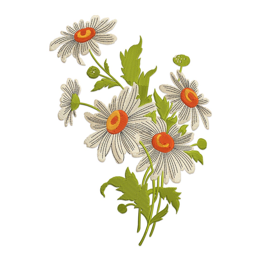 Wildflower Meadow Embroidery Design, Daisy and Clover Pattern (PES File ...