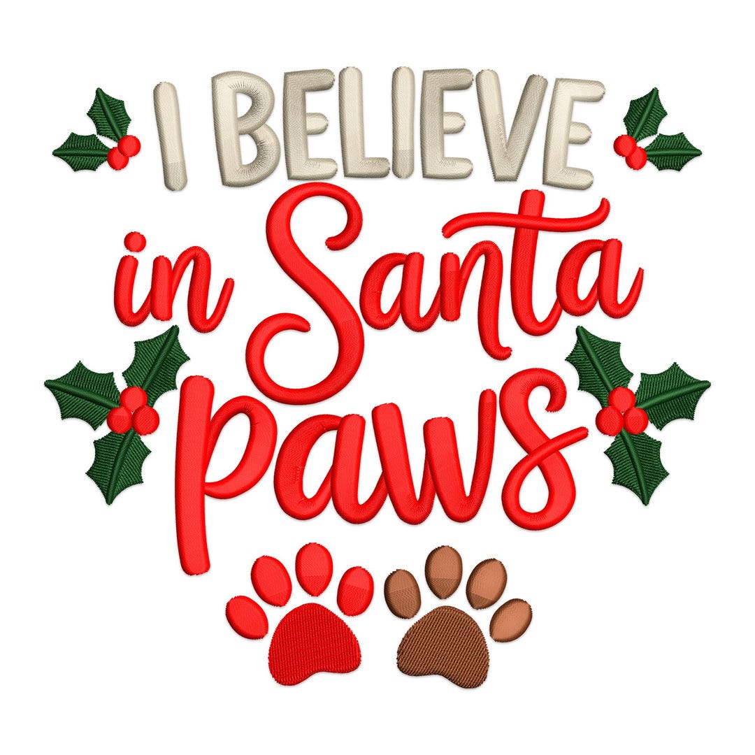Santa Paws Embroidery Design: Christmas Pet Stitch (digital Download ...