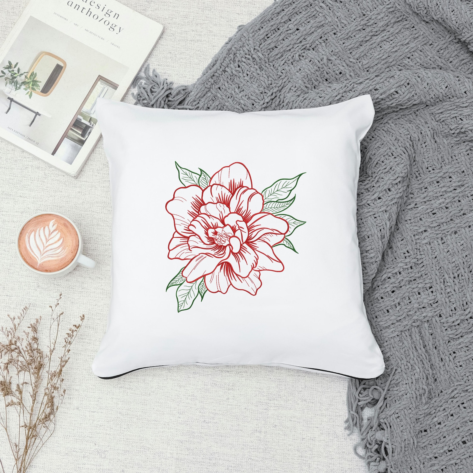 Wildflower Meadow Embroidery Design, Floral Outline (PES Fil) - Etsy