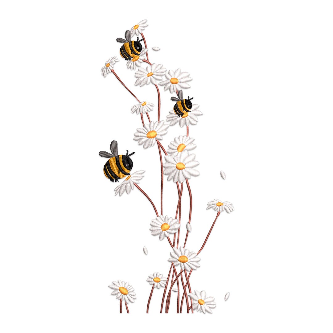 Bee Embroidery Design: Floral Honeybee With Daisy (digital Download) - Etsy