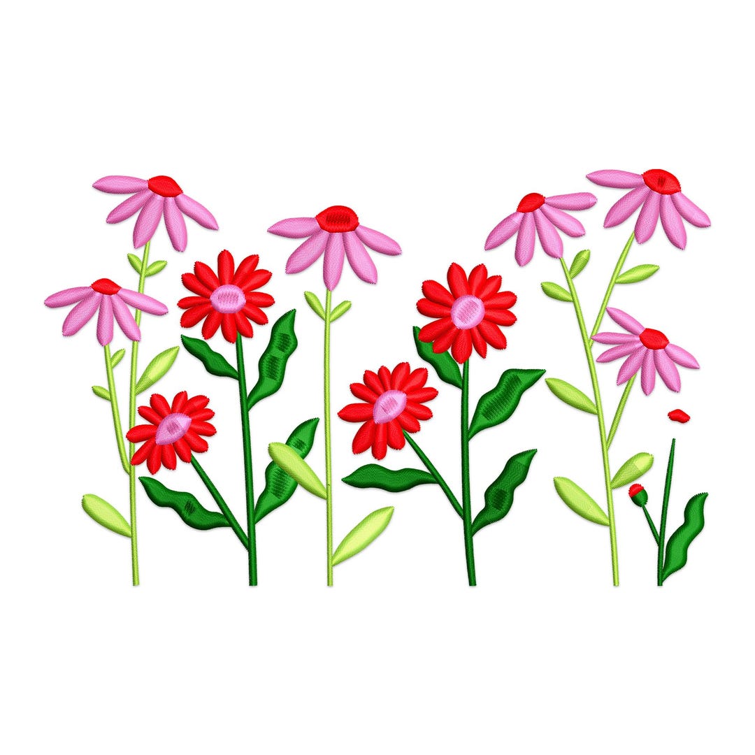 Wildflower Meadow Embroidery Design: Daisy & Clover PES File (digital ...