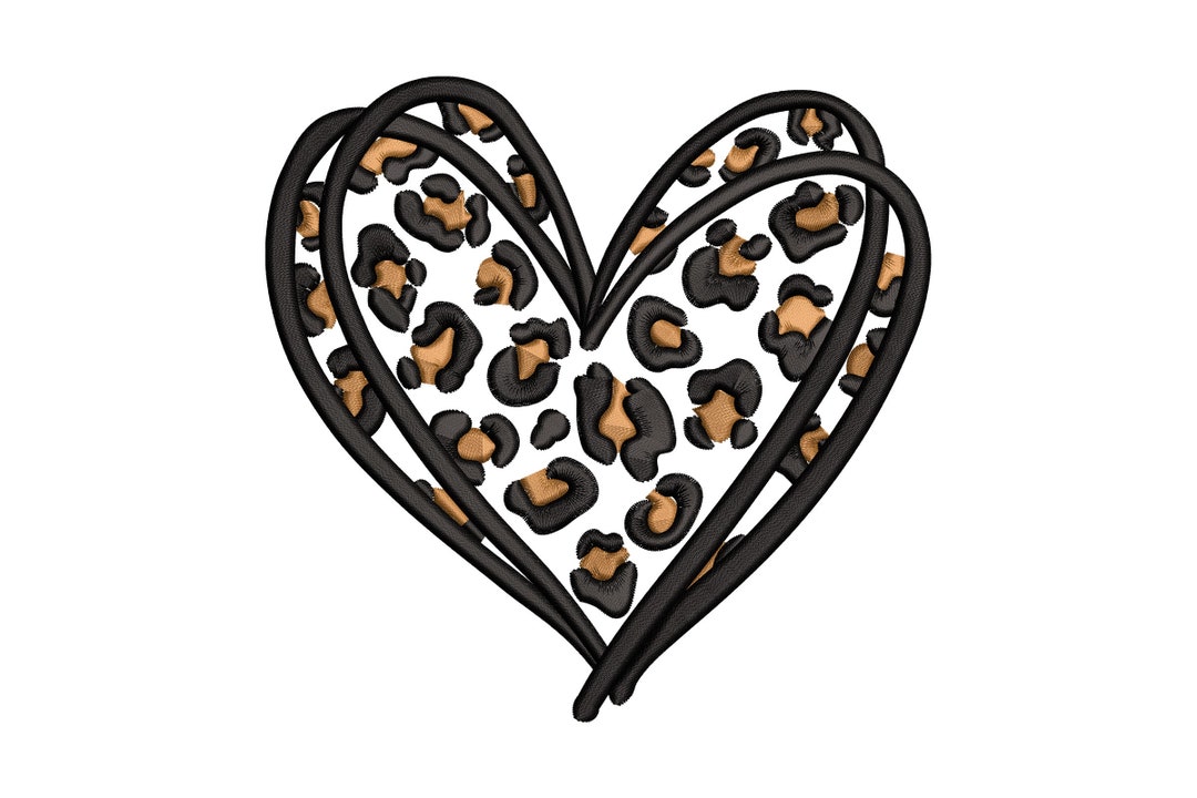 Leopard Heart Embroidery Design, Valentine Day Leopard Heart Print ...