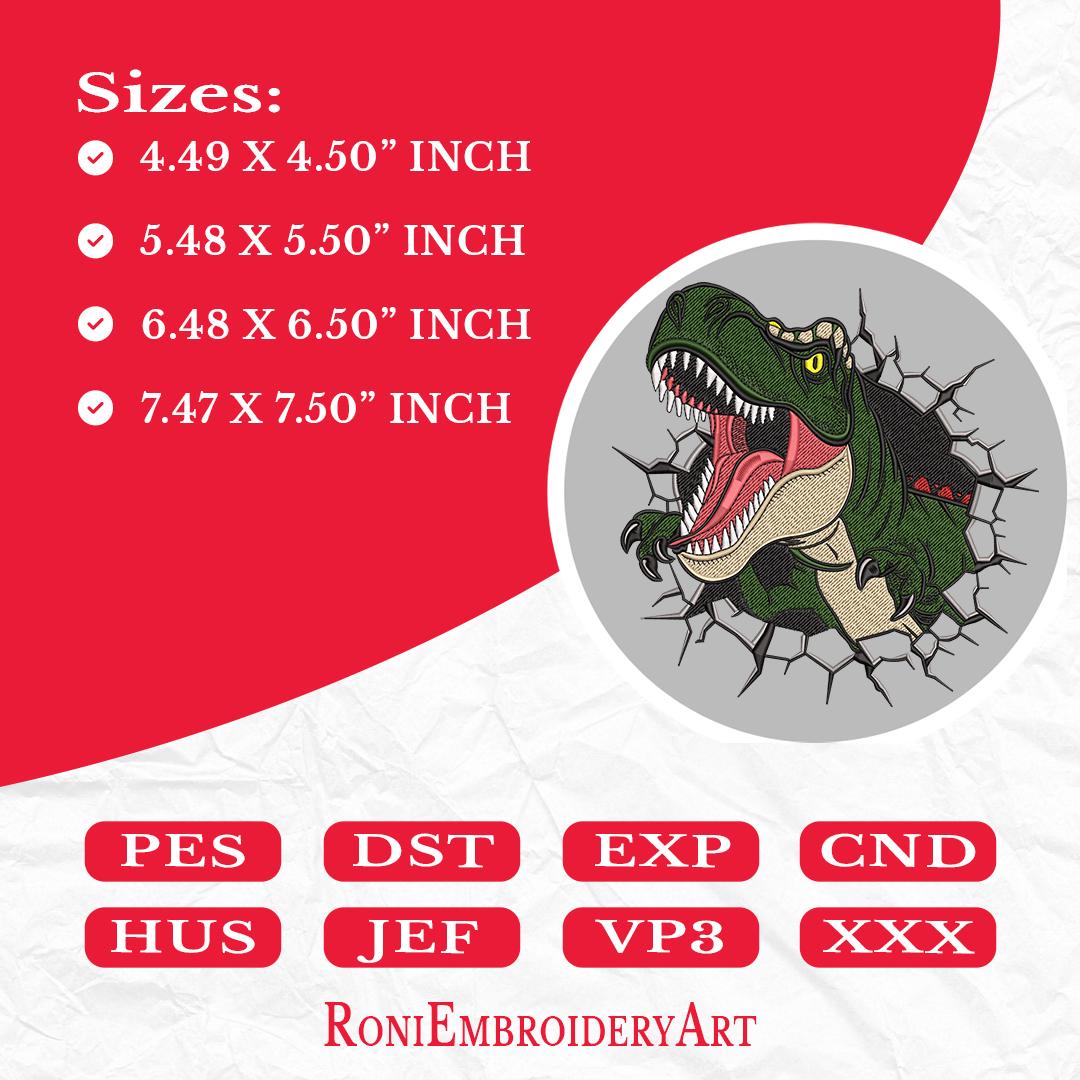 T-rex Dinosaur Machine Embroidery Design, Cute Animal Embroidery ...