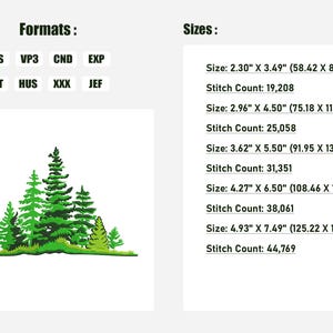 Forest Pine and Fir Trees Embroidery Design, Nature Scene Pattern ...