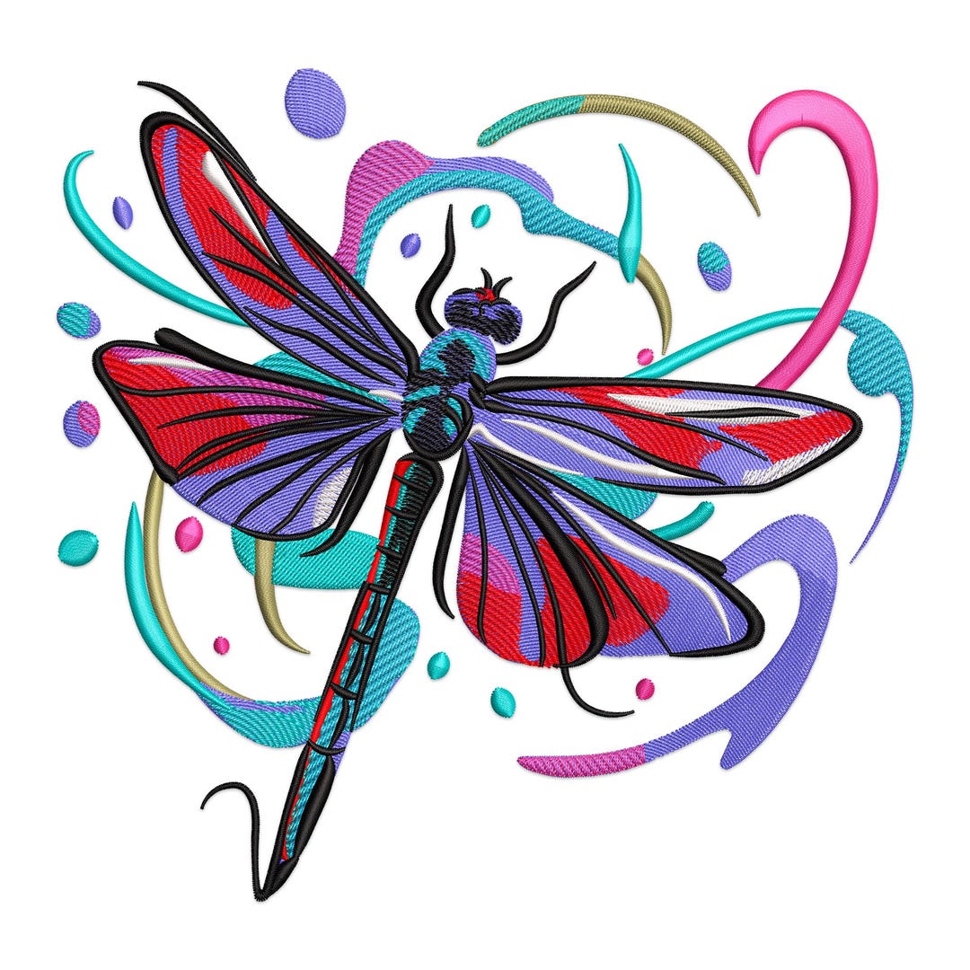 Dragonfly Machine Embroidery Design , Flying Dragonfly Digital ...