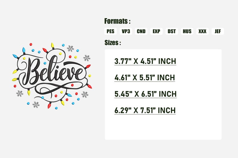 Christmas Believe Embroidery Design, Christmas Believe With Christmas ...