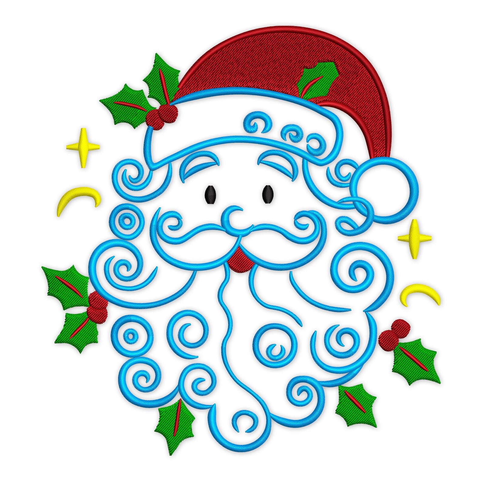 Retro Santa Face Embroidery Design: Christmas Holly (embroidery File ...