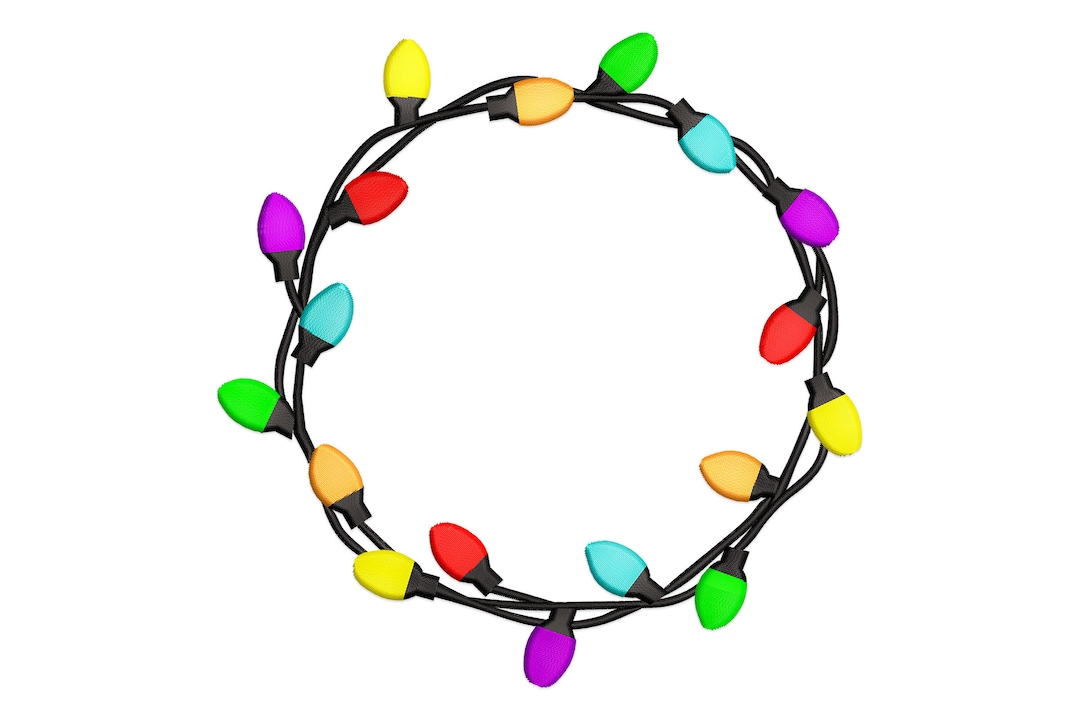 Christmas Light Embroidery Design, String Christmas Lights Circle ...
