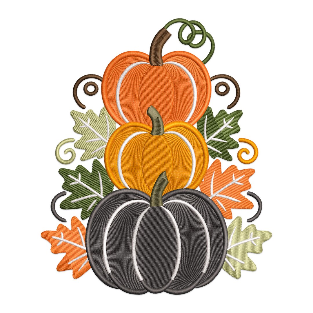 Stacked Pumpkins Embroidery Design: Autumn Leaves (PES, DST, EXP) - Etsy