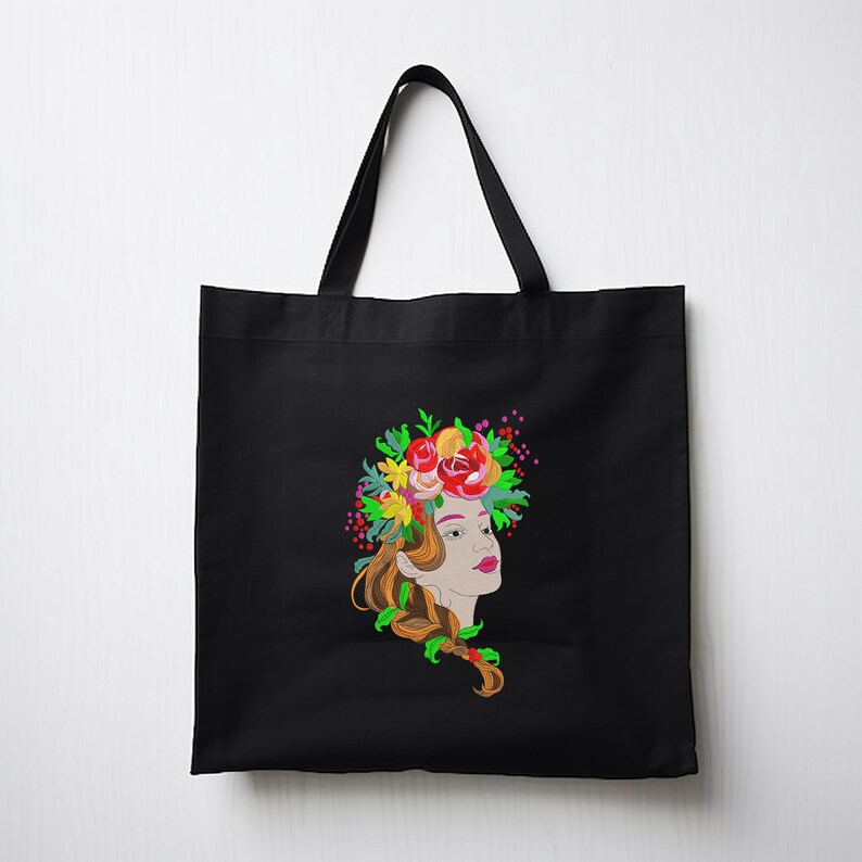 Floral Woman Embroidery Design: Rose Flowers Machine Embroidery Pattern ...
