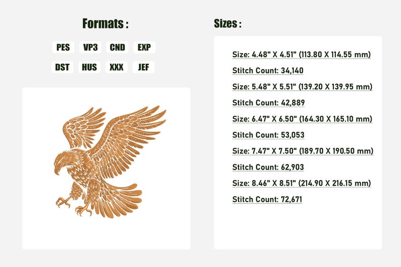 Flying Golden Eagle Embroidery Design: American Bird PES File - Etsy