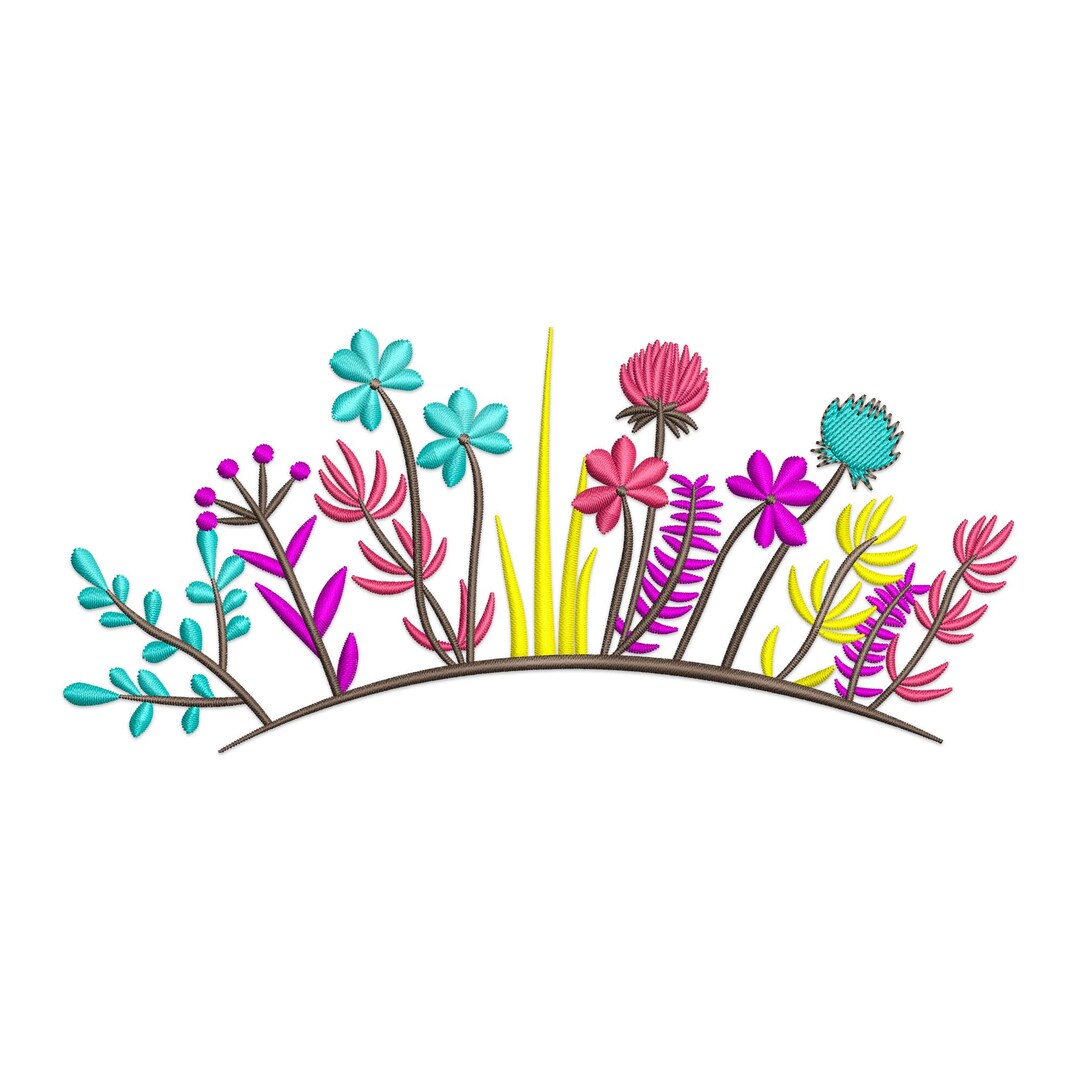 Wildflower Meadow Embroidery Design: Daisy, Clover, Floral (PES File ...