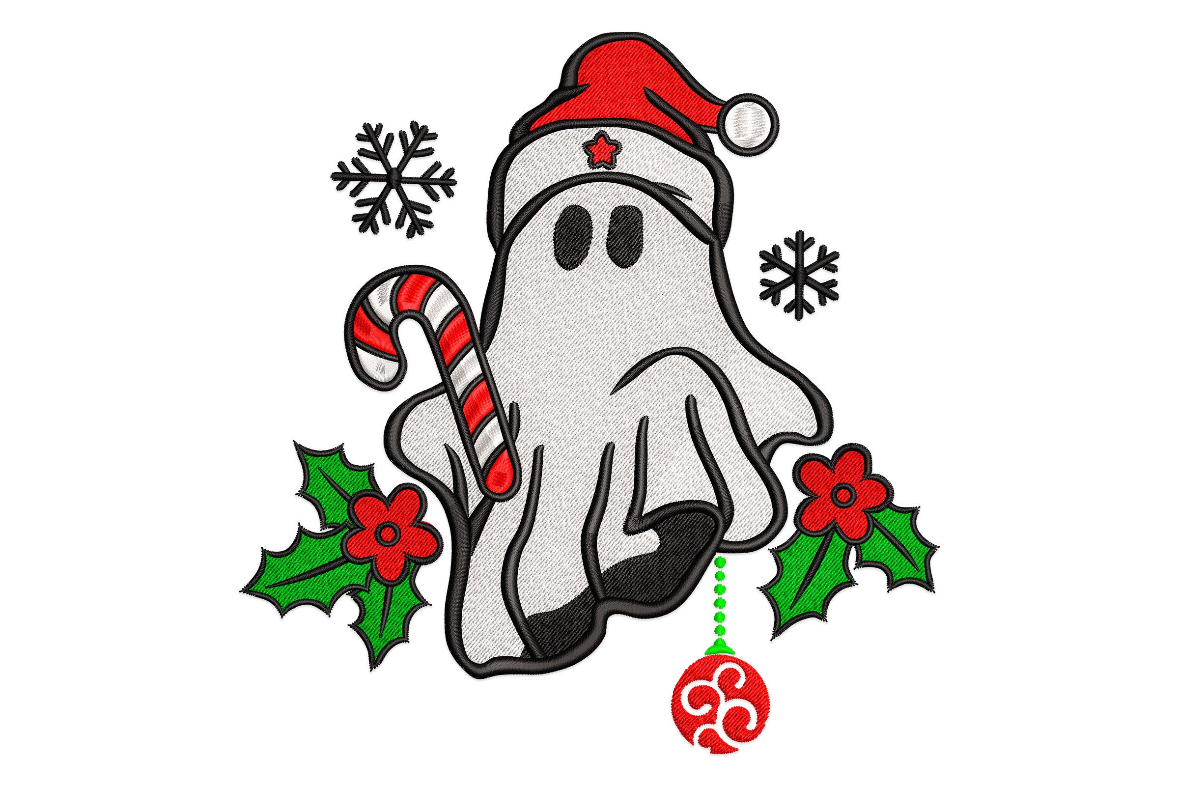 Christmas Ghost Embroidery Design: Santa Hat PES File - Etsy