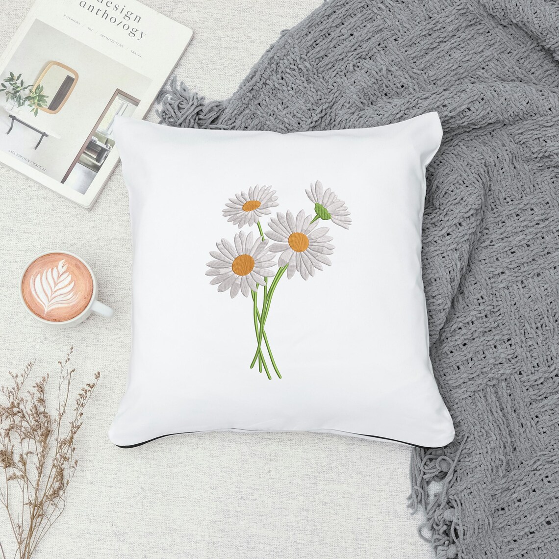 Wildflower Meadow Embroidery Design: Daisy Bouquet PES File (digital ...