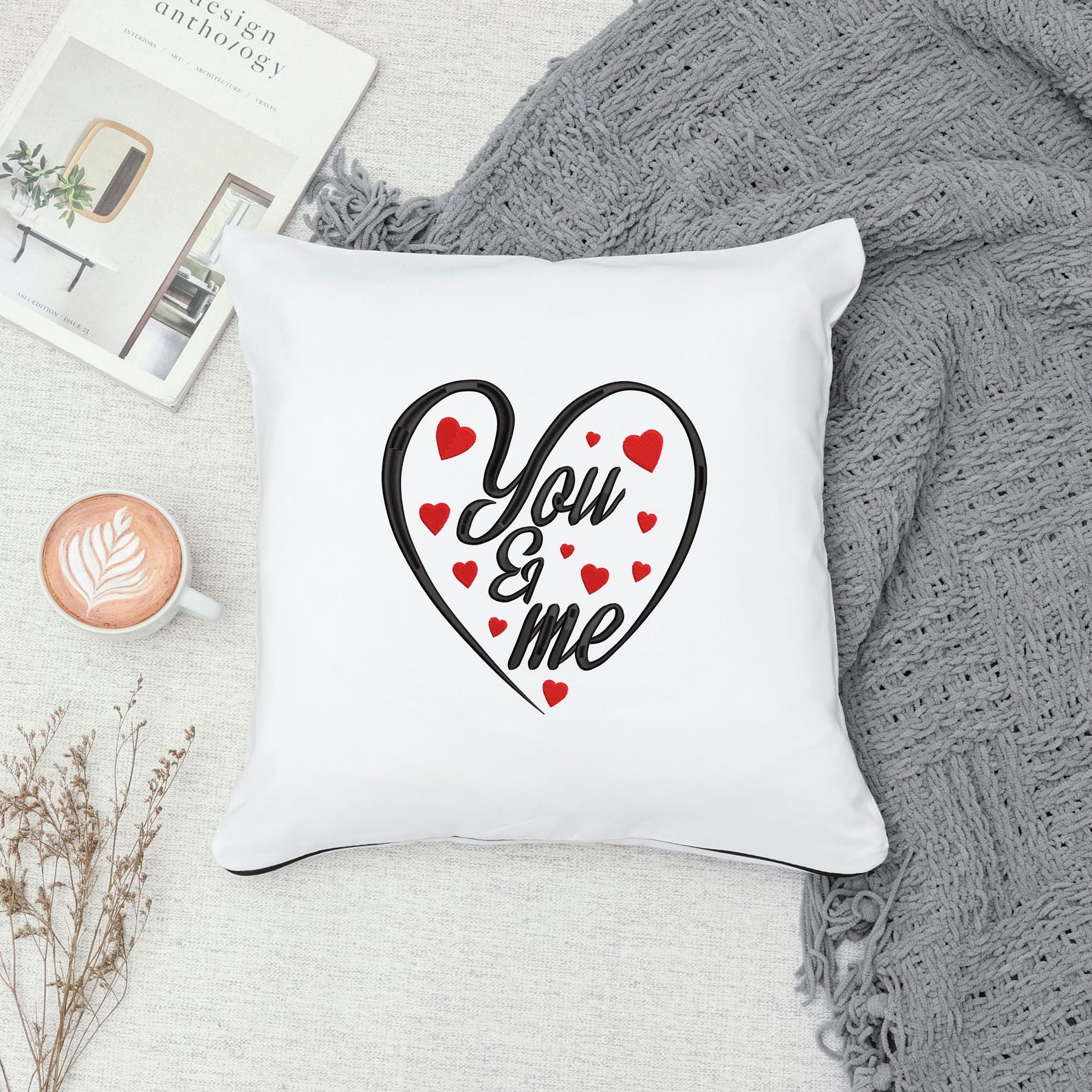 You & Me Heart Embroidery Design: Valentine's Day PES File - Etsy