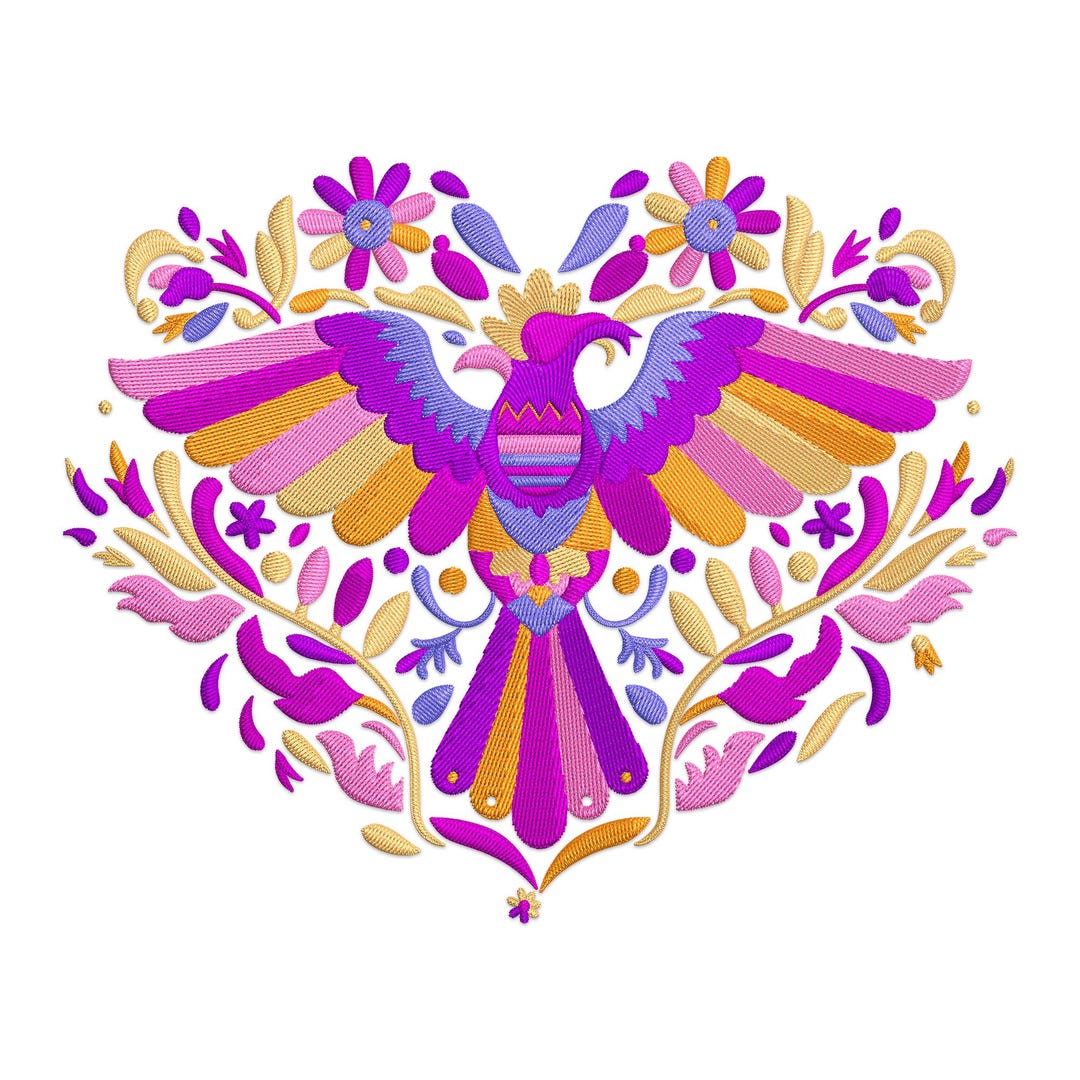 Folk Art Bird Embroidery Design: Colorful Floral Machine File - Etsy