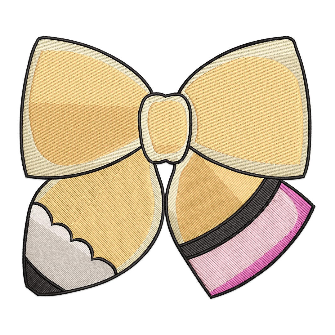 Pencil Bow Machine Embroidery Design, Teacher Coquette File - Etsy