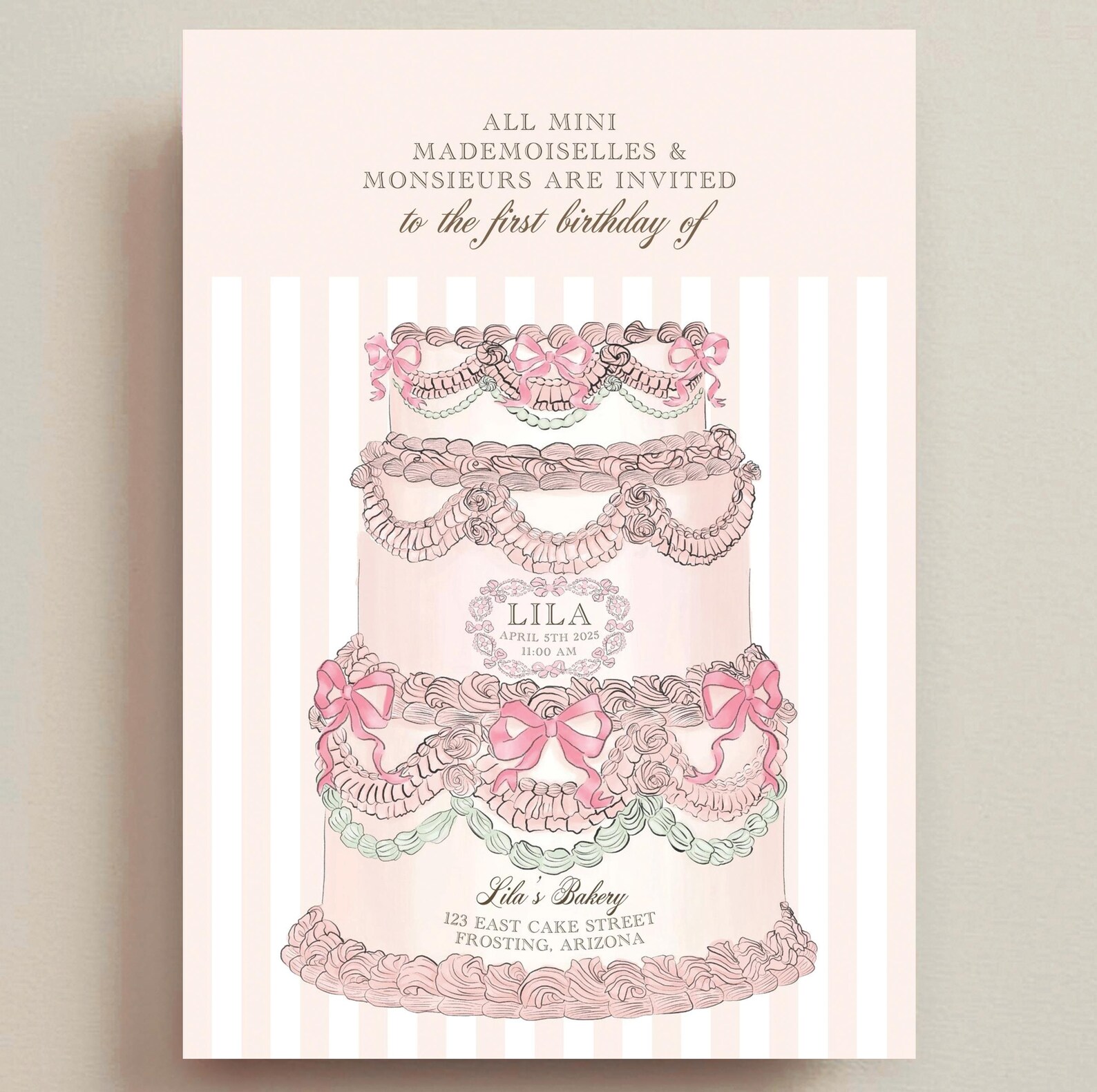 Vintage Birthday Cake Invitations Template, Cake Invitations, Editable ...