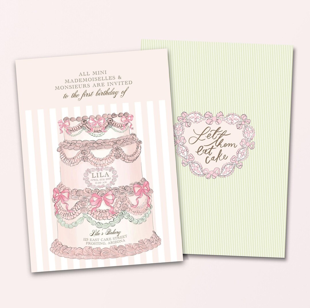 Vintage Birthday Cake Invitations Template, Cake Invitations, Editable ...
