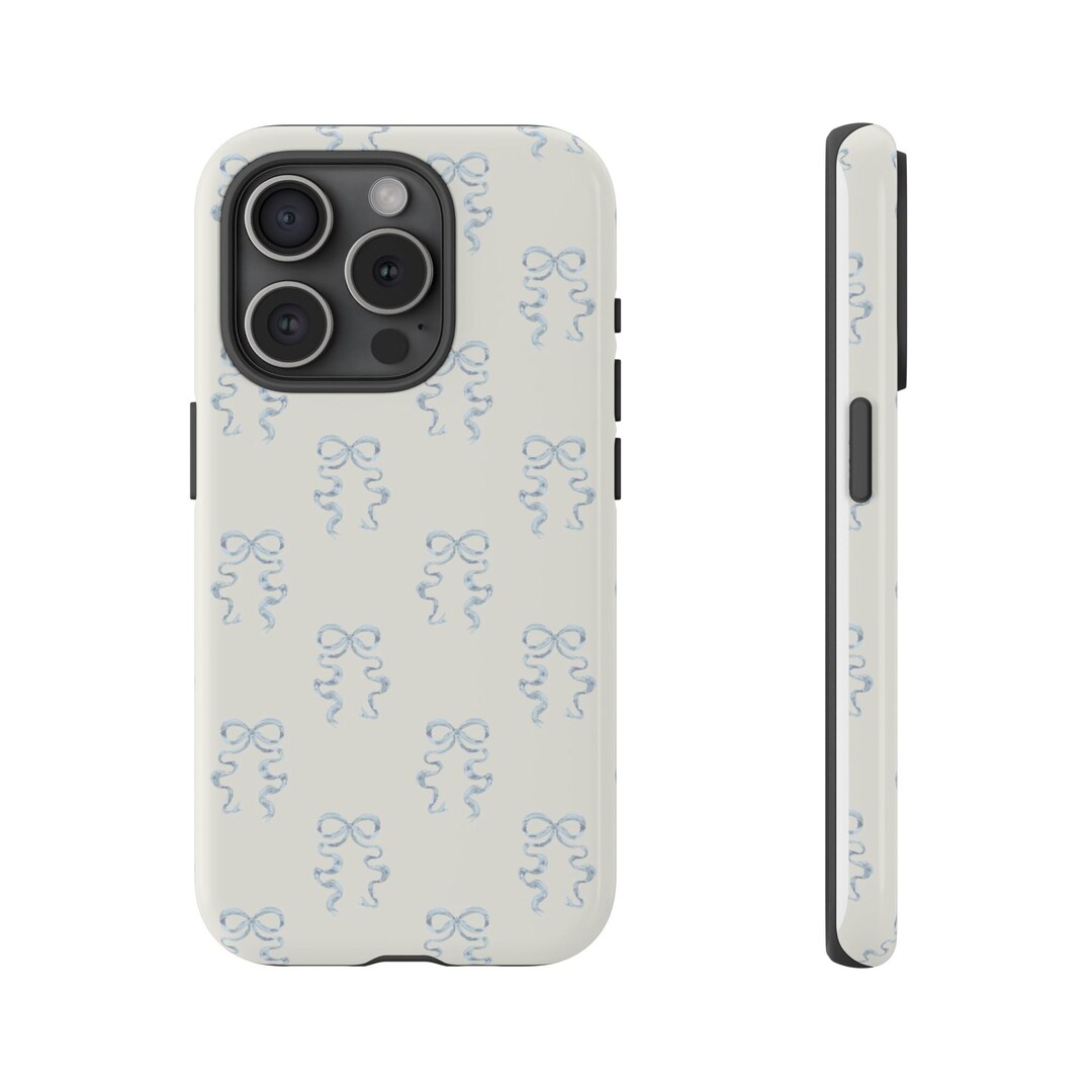 Aesthetic Blue Ribbons Bow Pattern Phone Case Compatible W Iphone ...