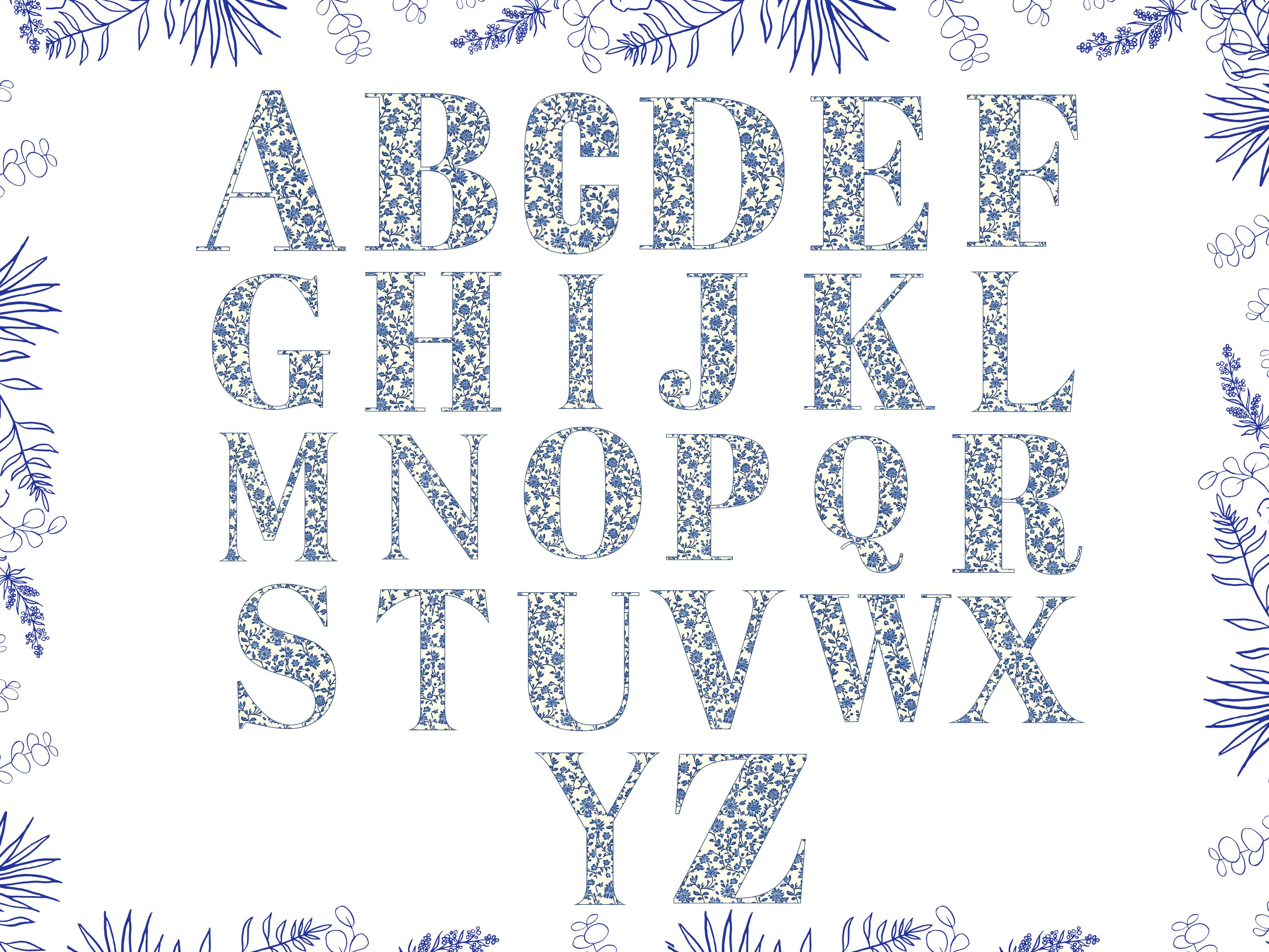 Blue Chinoiserie Doodle Letters Png Floral Chinoiserie Png Alphabet ...