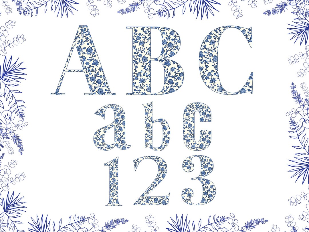 Blue Chinoiserie Doodle Letters Png Floral Chinoiserie Png Alphabet ...