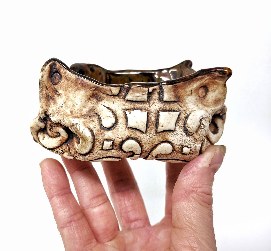 VTG Handbuilt Textured Pinched Corner Ceramic Ring Dish/catchall - BOHO ...