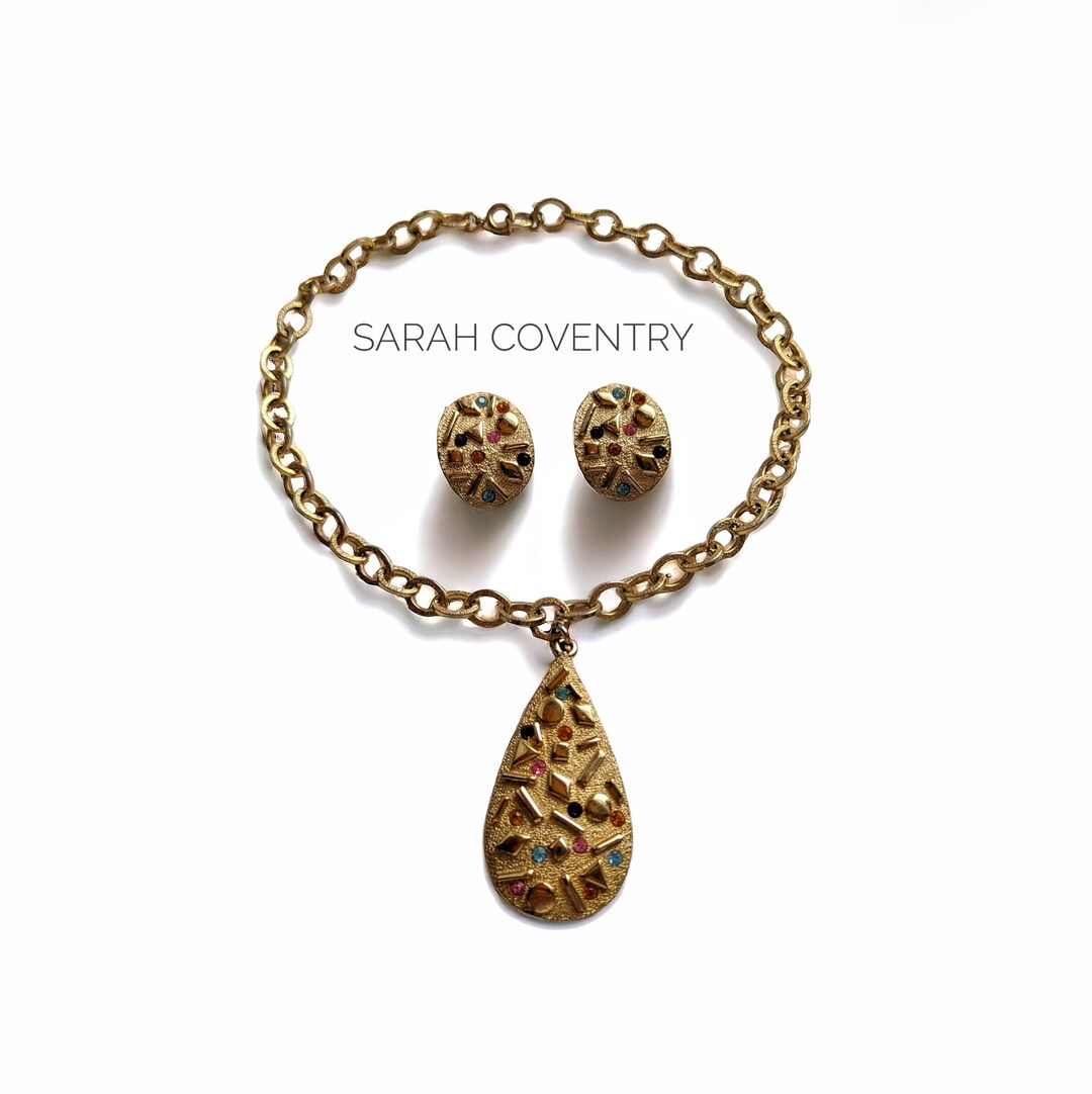 1959 Sarah Coventry Sultana Collection Modernist Goldtone Abstract ...