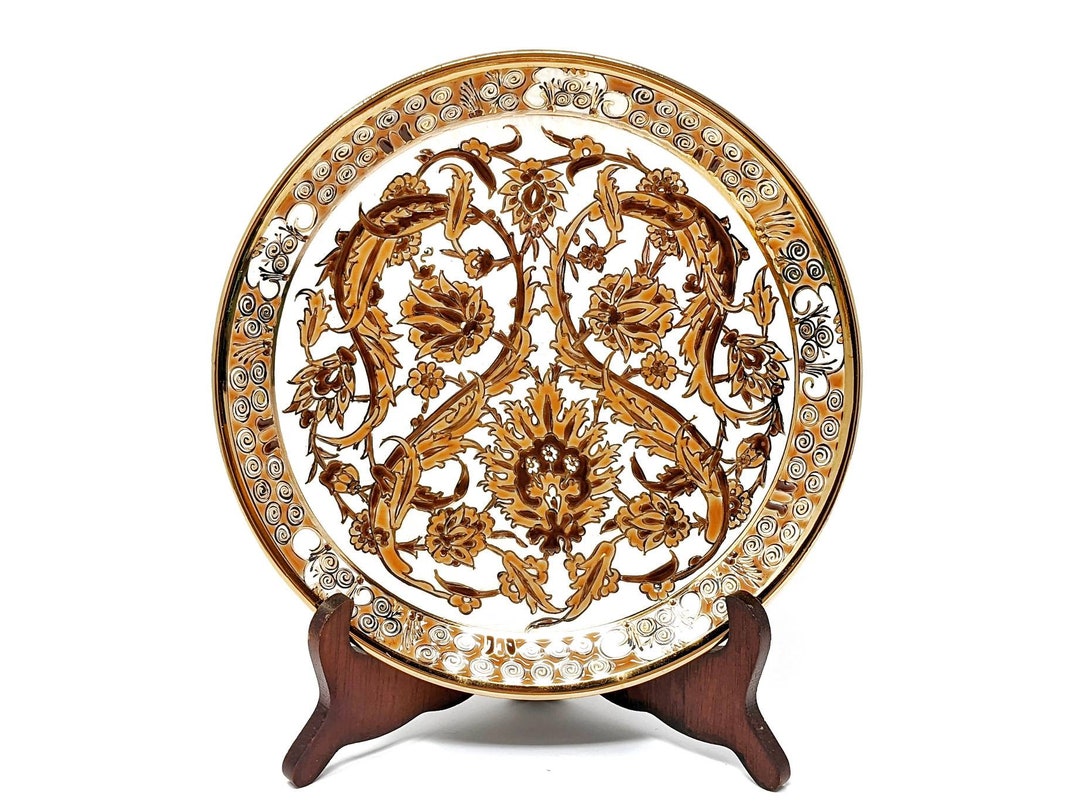 Vintage Lindos Keramik Wall Plate Hand Painted Enamel/real Gold ...