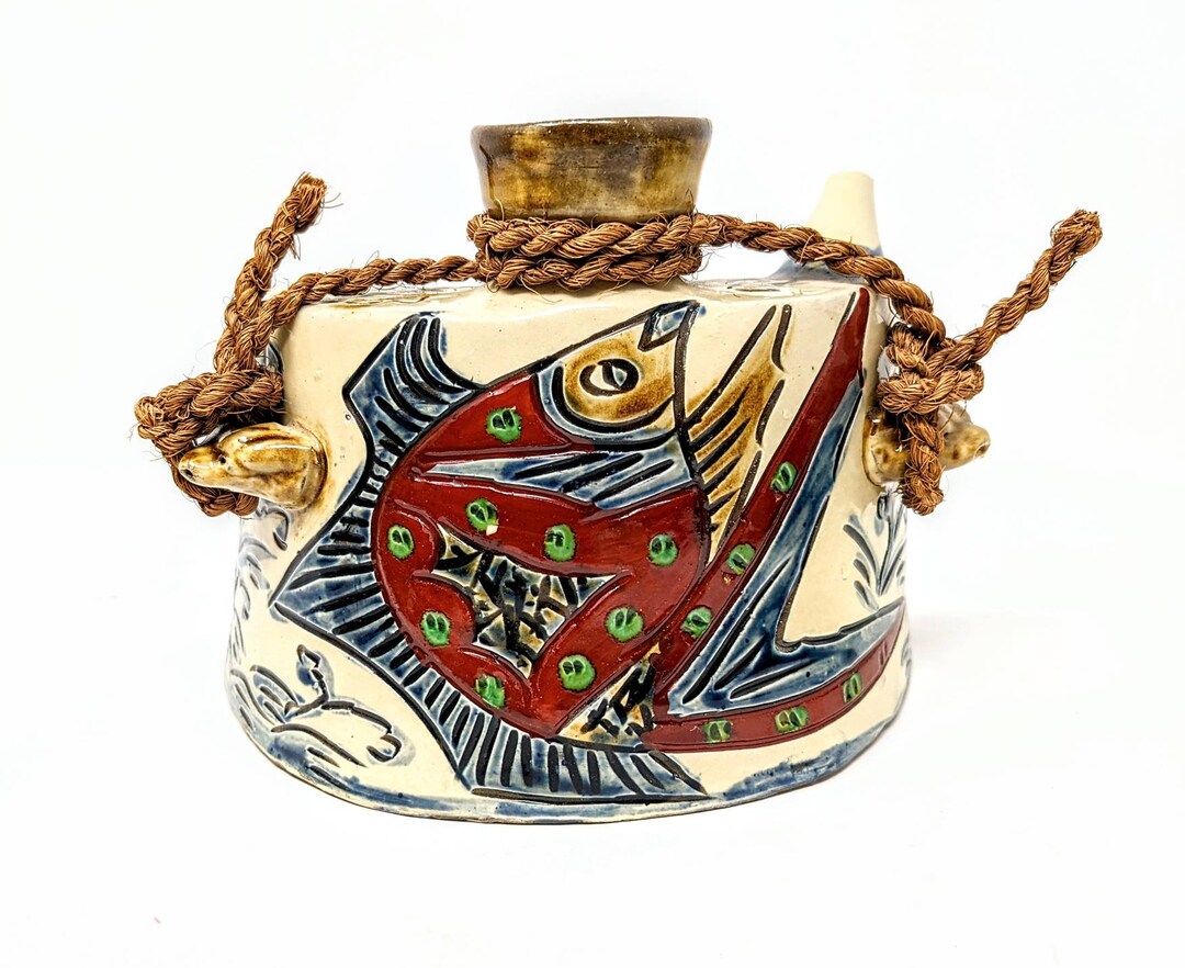 Vintage Japanese Tsuboya-ware Dachibin Hip Flask - Okinawa Pottery ...