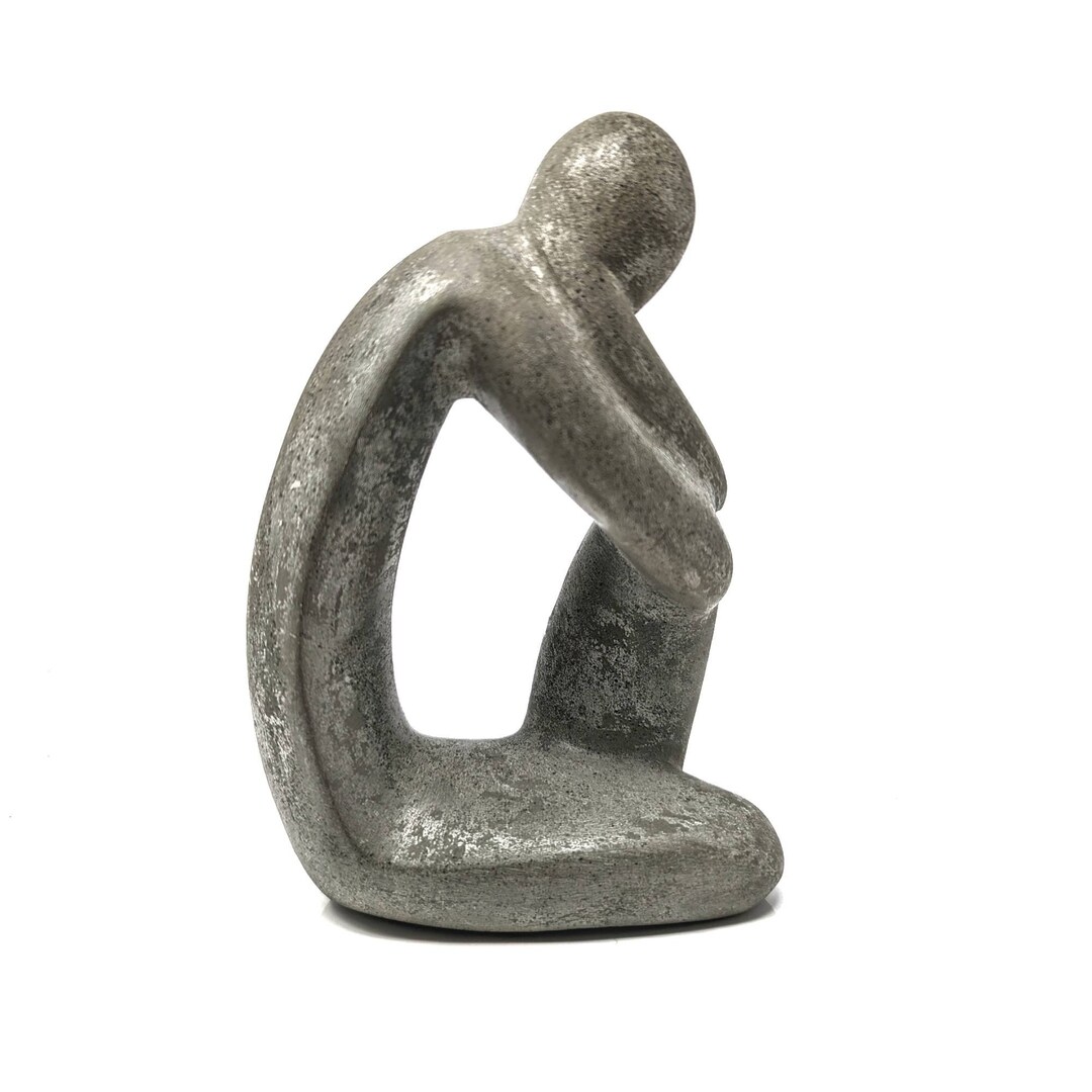 Vintage Modernist Carved Stone Thinking Man - Pondering Figurine ...