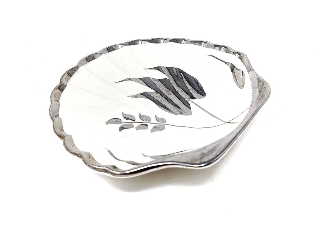 Vintage SANDLAND WARE Silver Lustre Clam Shell Trinket Dish - Lancaster ...