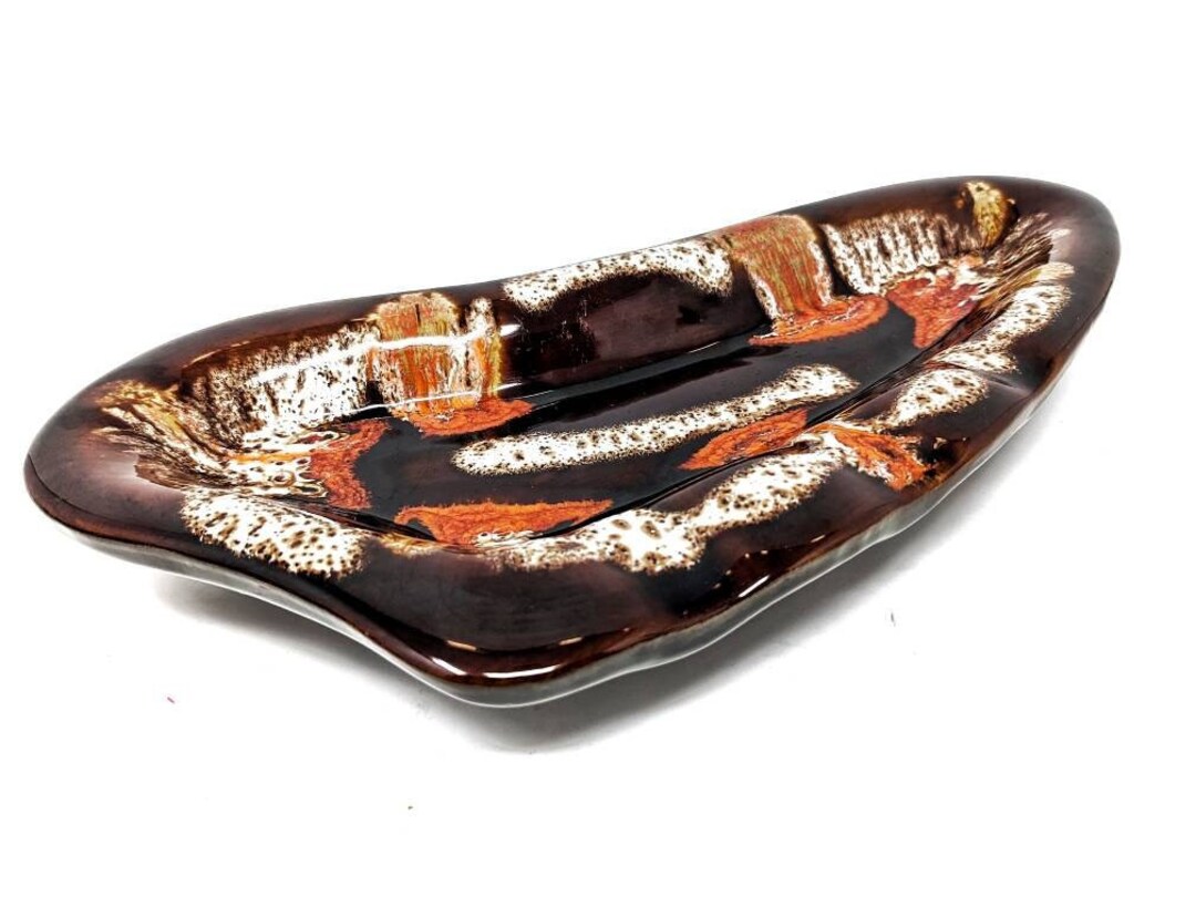 Vintage Mid Century Modern Ceramic Lava Glaze Kidney Dish - Etsy