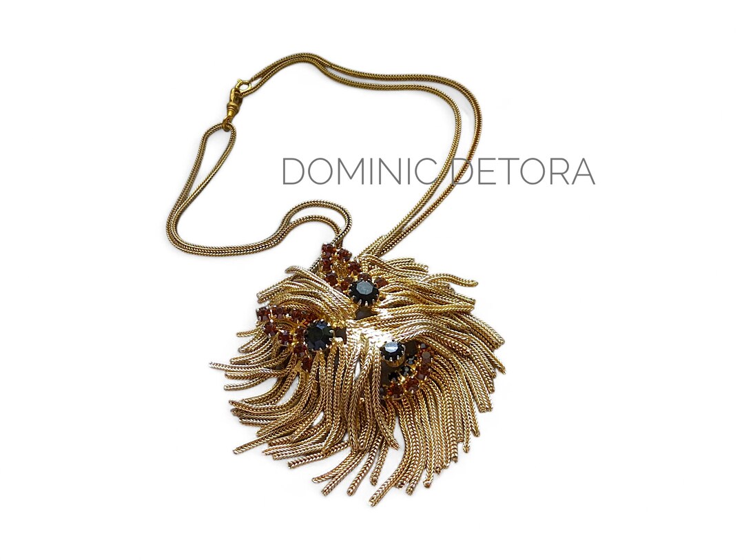 Adorable 60s Dominic Detora Fringed Chain Shaggy Dog Pin/pendant W ...