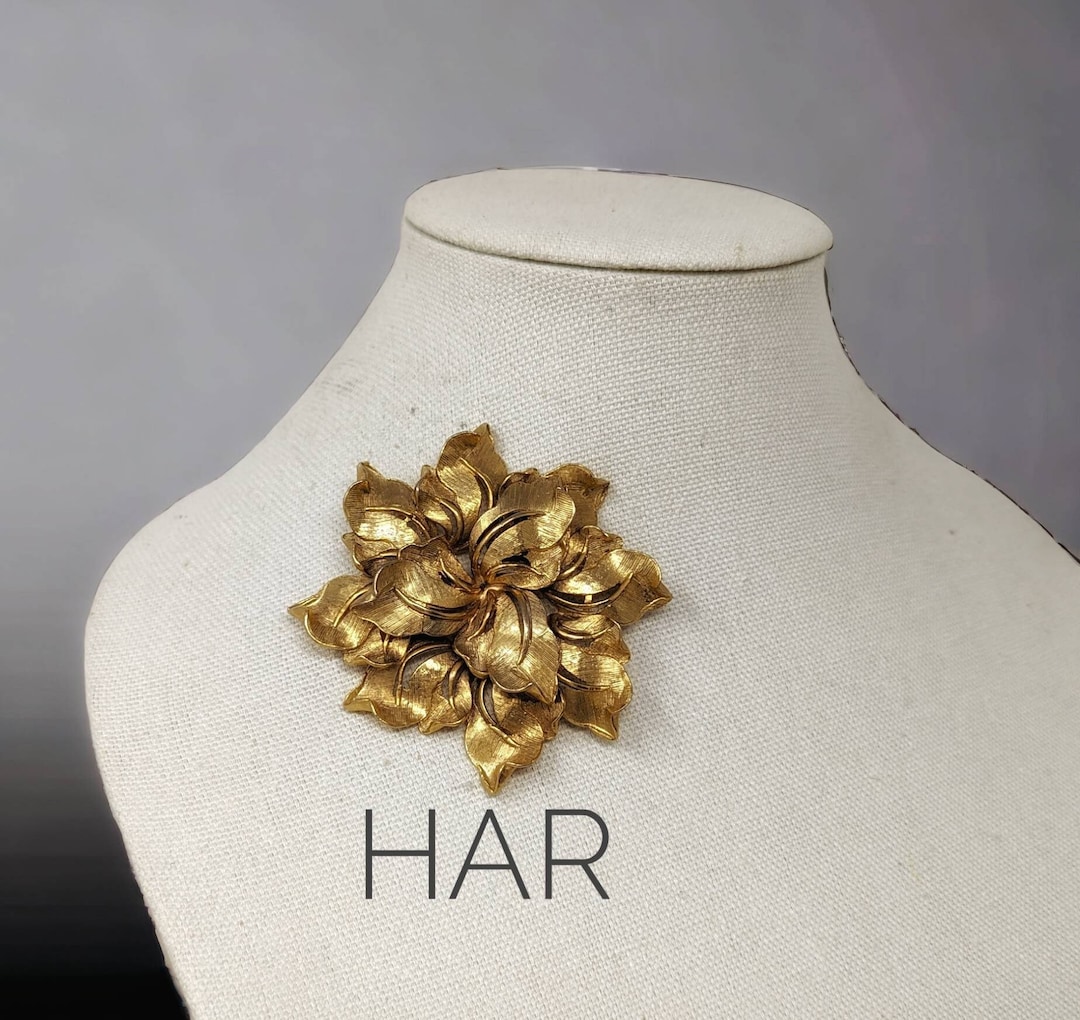 HUGE Signed HAR Dimensional Flower Brooch textured Rich Matte - Etsy