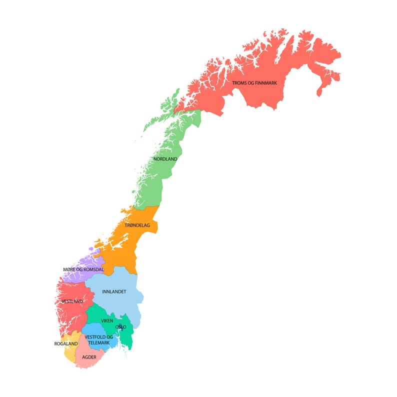 Norway Map Vector, Counties & Roads, Laser Cut Decoupage (EPS, PDF, PNG ...